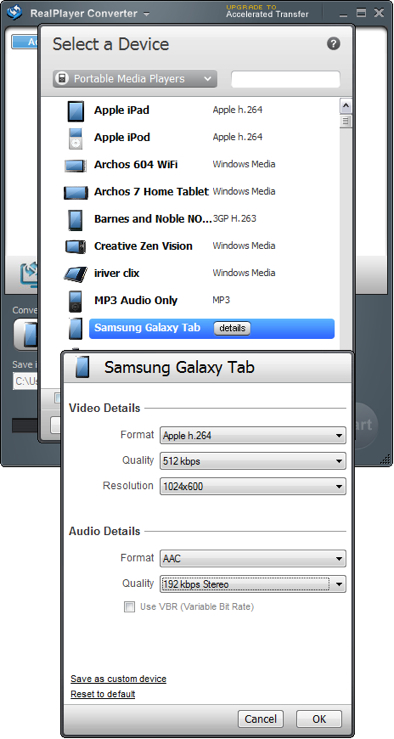 RealPlayer - Samsung Galaxy Tab detail - RealPlayer and RealTimes Blog